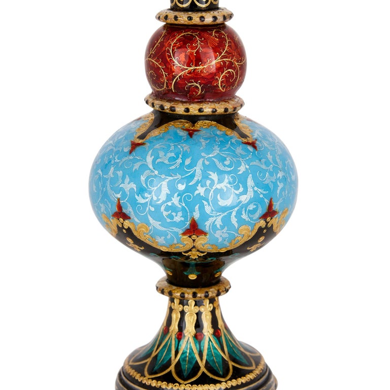 Pair of Antique French Arabesque Enamel Vases for Turkish Export For ...