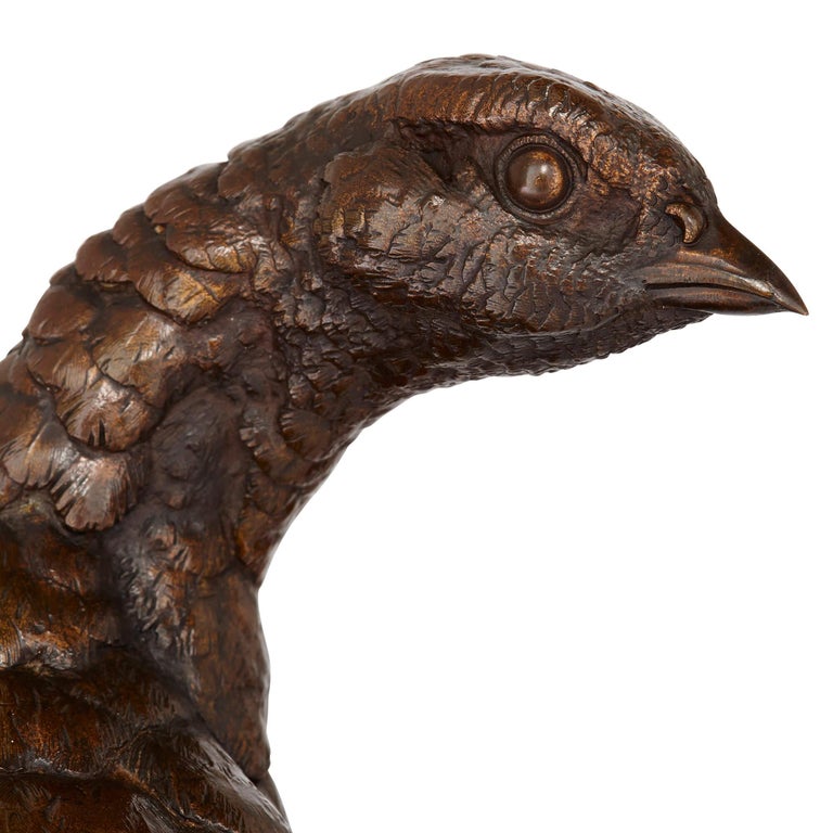 Pair of Antique French Bronze Bird Figures at 1stDibs