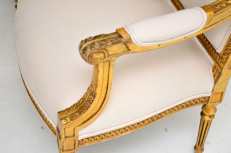 Pair of Antique French Gilt Wood Armchairs For Sale at 1stDibs
