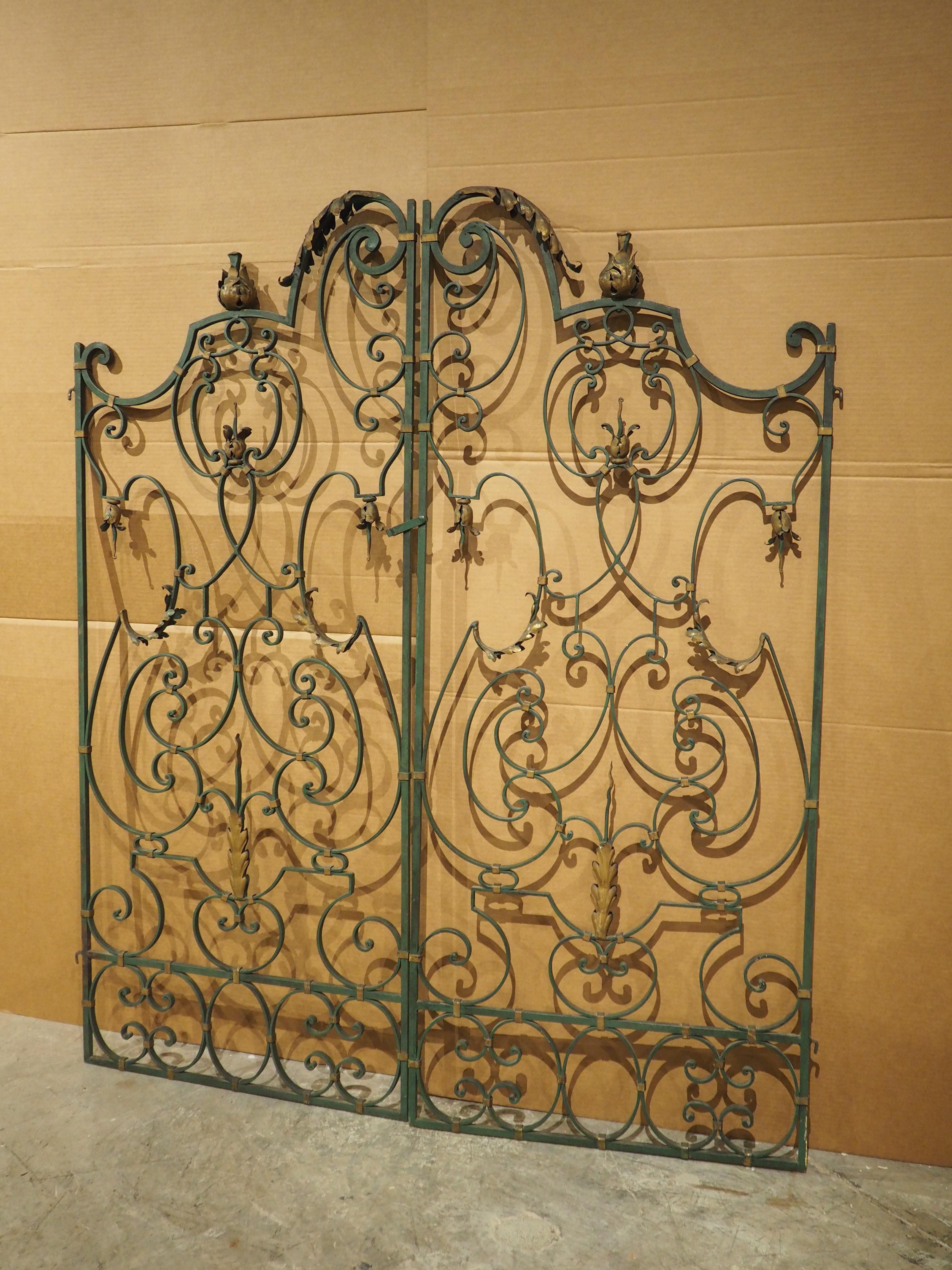 Pair of Antique French Green Wrought Iron Gates, Circa 1900 For Sale at ...