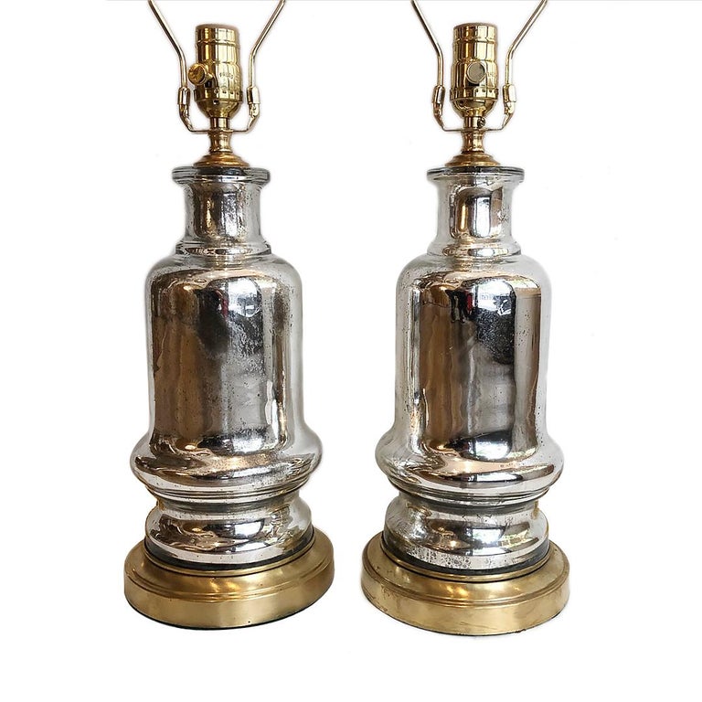 Pair Of Antique French Mercury Glass Lamps At 1stdibs