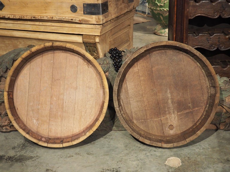 Pair of Antique French Oak Wine Barrel Facades, Chambertin and Vougeot ...