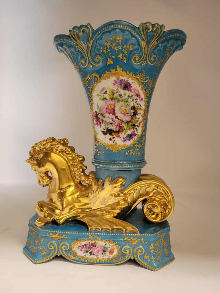 Pair of Antique French Porcelain Vases For Sale at 1stDibs