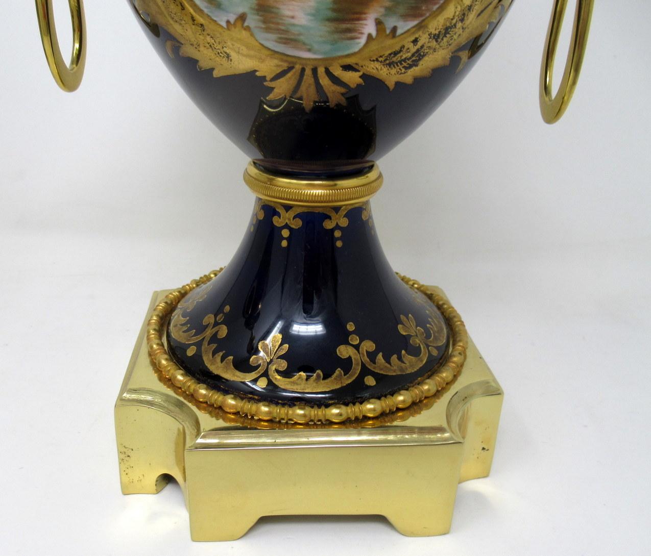 Pair of Antique French Sèvres Porcelain Ormolu Gilt Bronze Table Urn ...