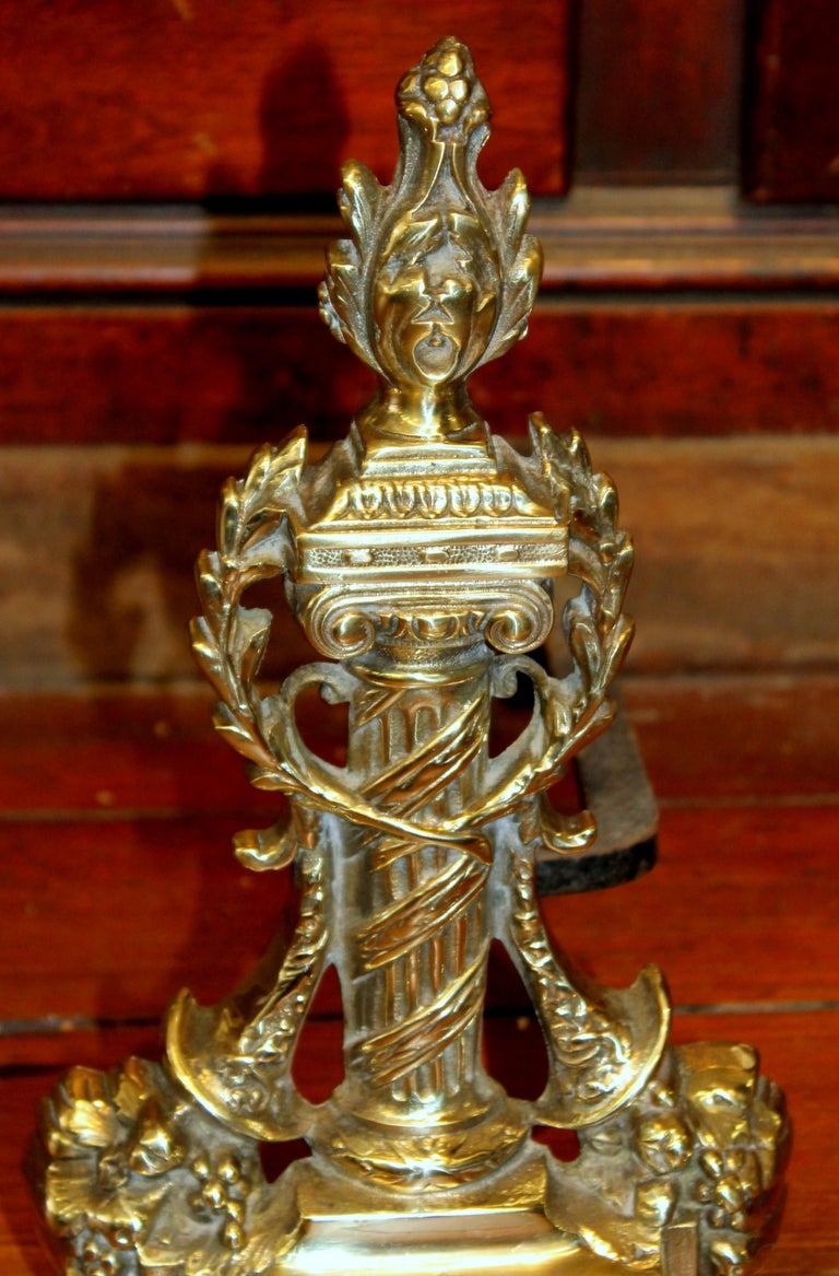 Pair of Antique French Style Cast Brass Andirons at 1stDibs | antique ...