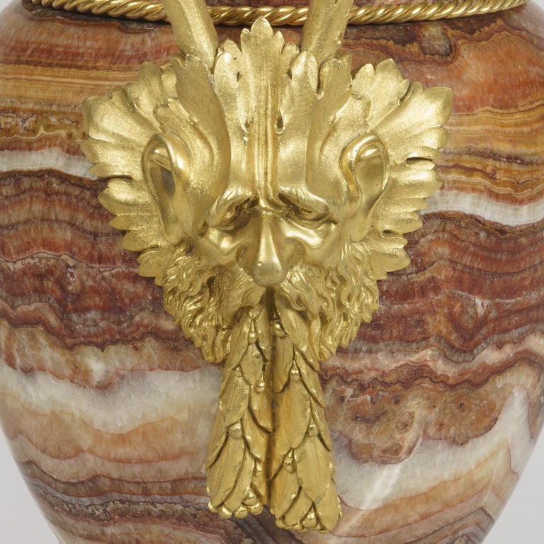 Pair of Antique French Vases in Red Alabaster and Gilt Bronze For Sale ...