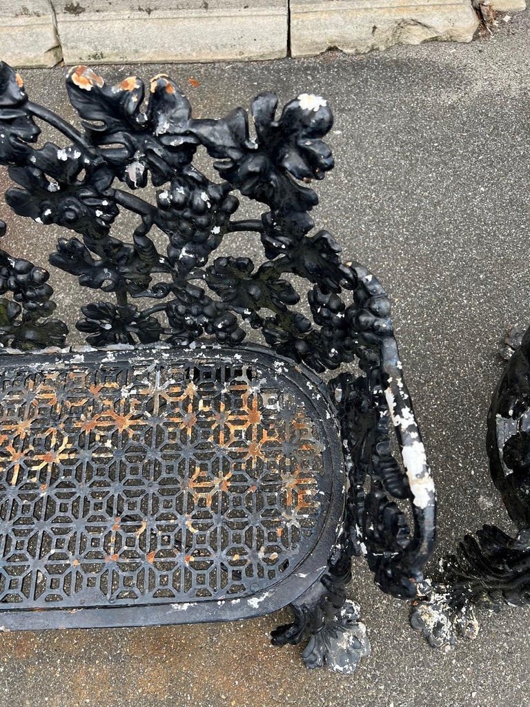 Pair of Antique French Victorian Grapevine Leaf Cast Iron Garden ...