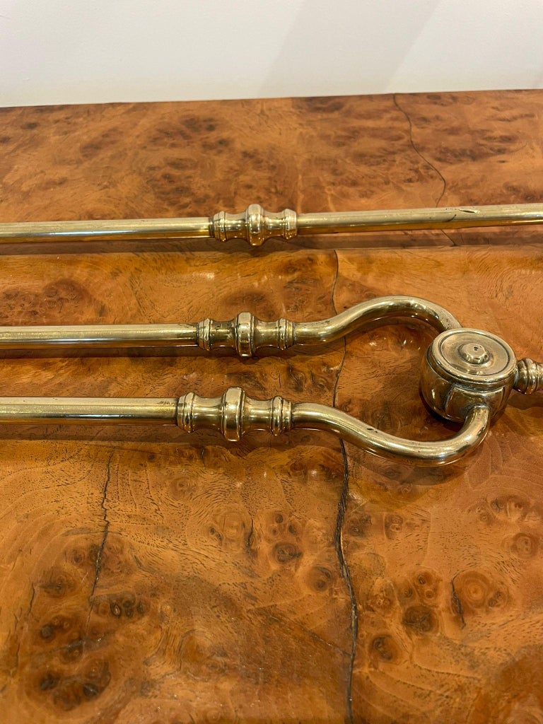 Pair of Antique George III Brass Fire Irons at 1stDibs