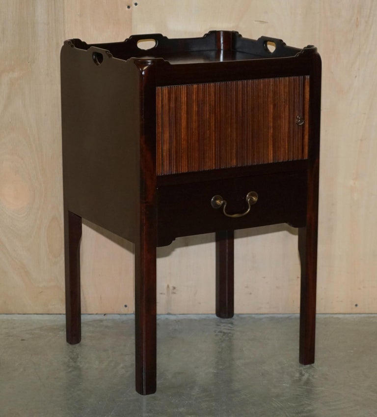 Pair of Antique Georgian circa 1820 George III Tambour Bedside Table ...