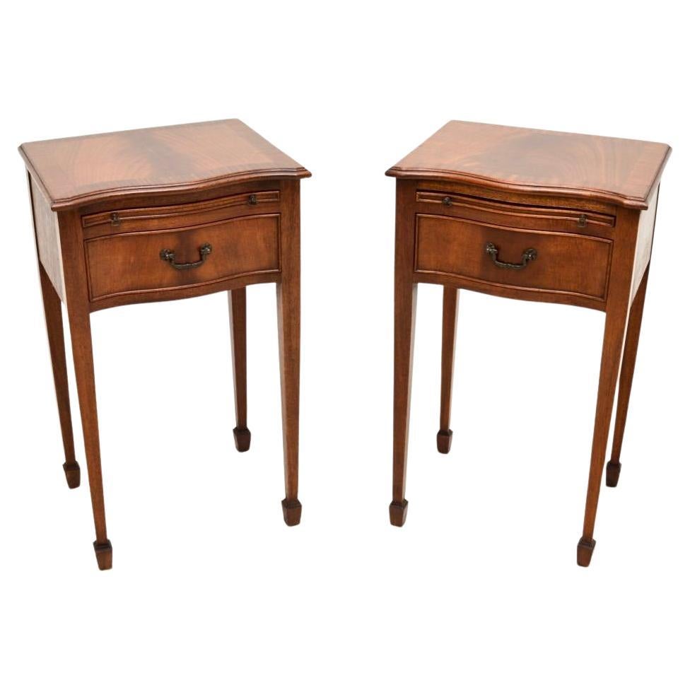 Pair of Antique Georgian Style Bedside Tables For Sale at 1stDibs