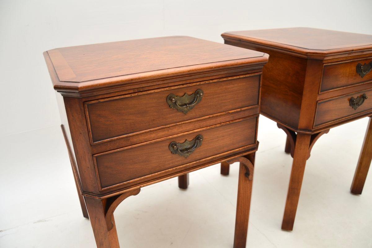 Pair of Antique Georgian Style Burr Walnut Side Tables For Sale at 1stDibs