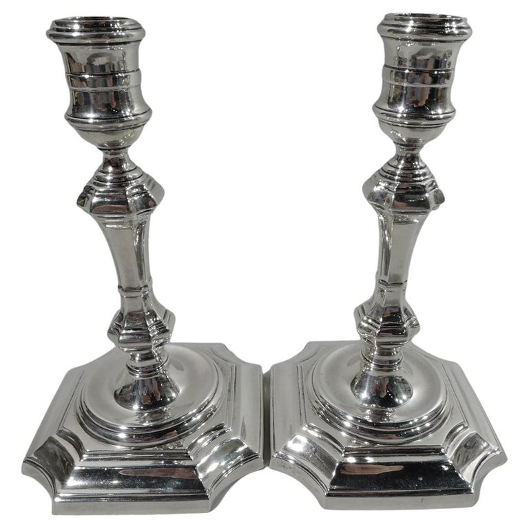 Pair of Antique Georgian-Style Sterling Silver Candlesticks For Sale at ...