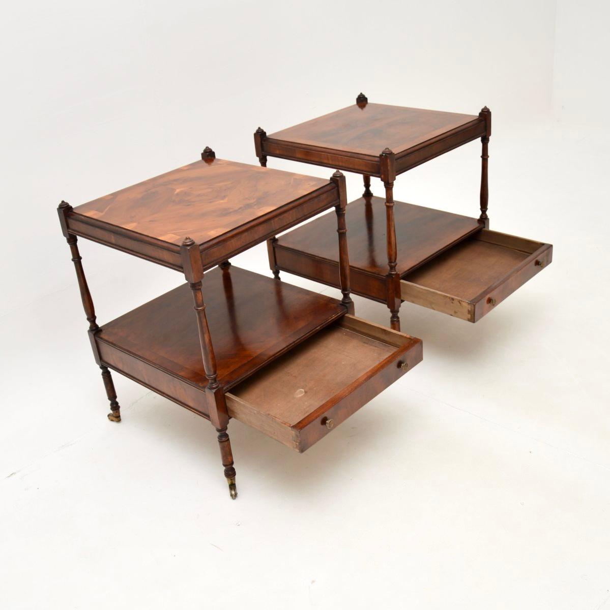 Pair of Antique Georgian Style Yew Wood Side Tables For Sale at 1stDibs