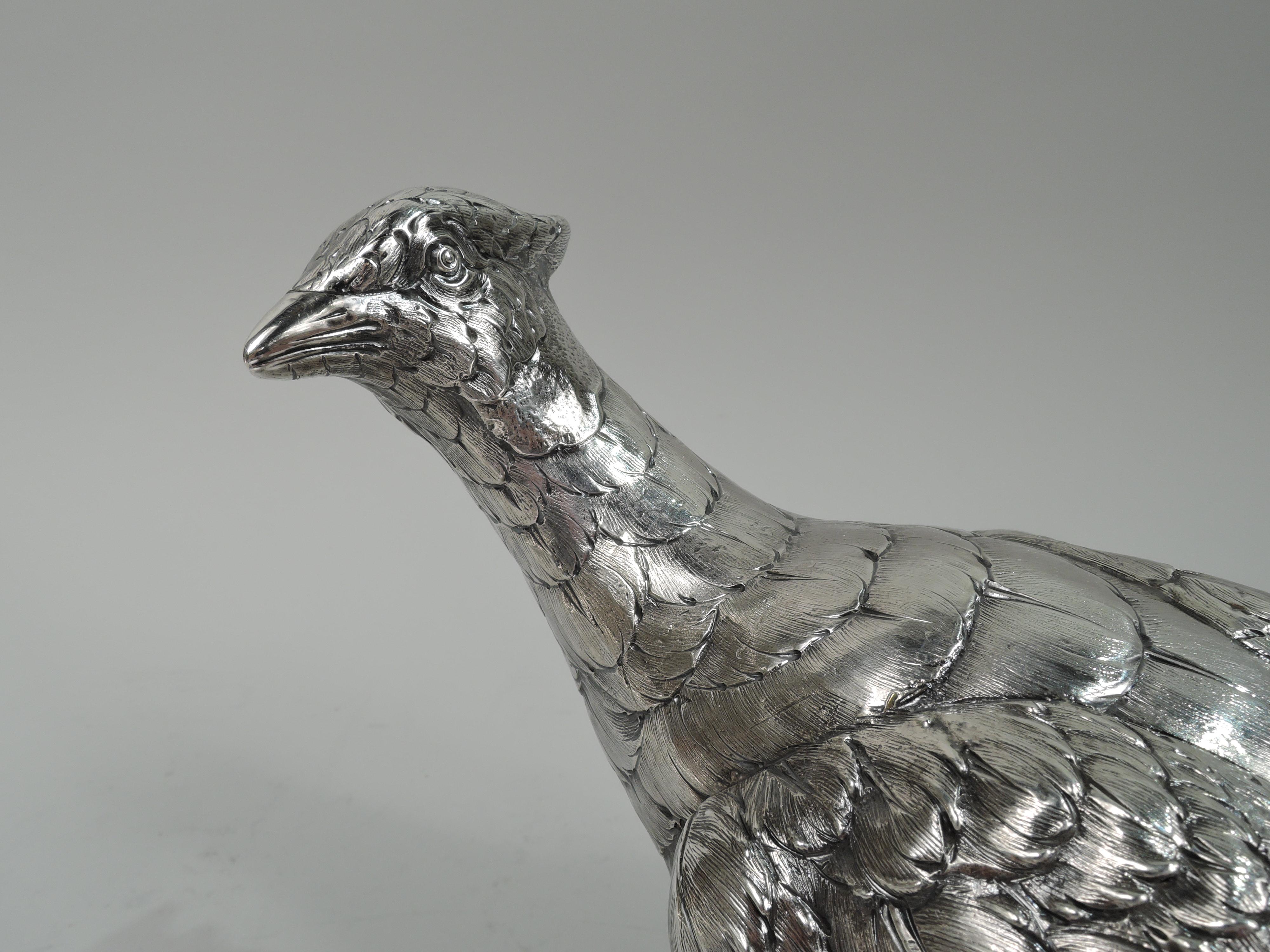 Pair of Antique German Silver Centerpiece Game Bird Pheasants For Sale ...