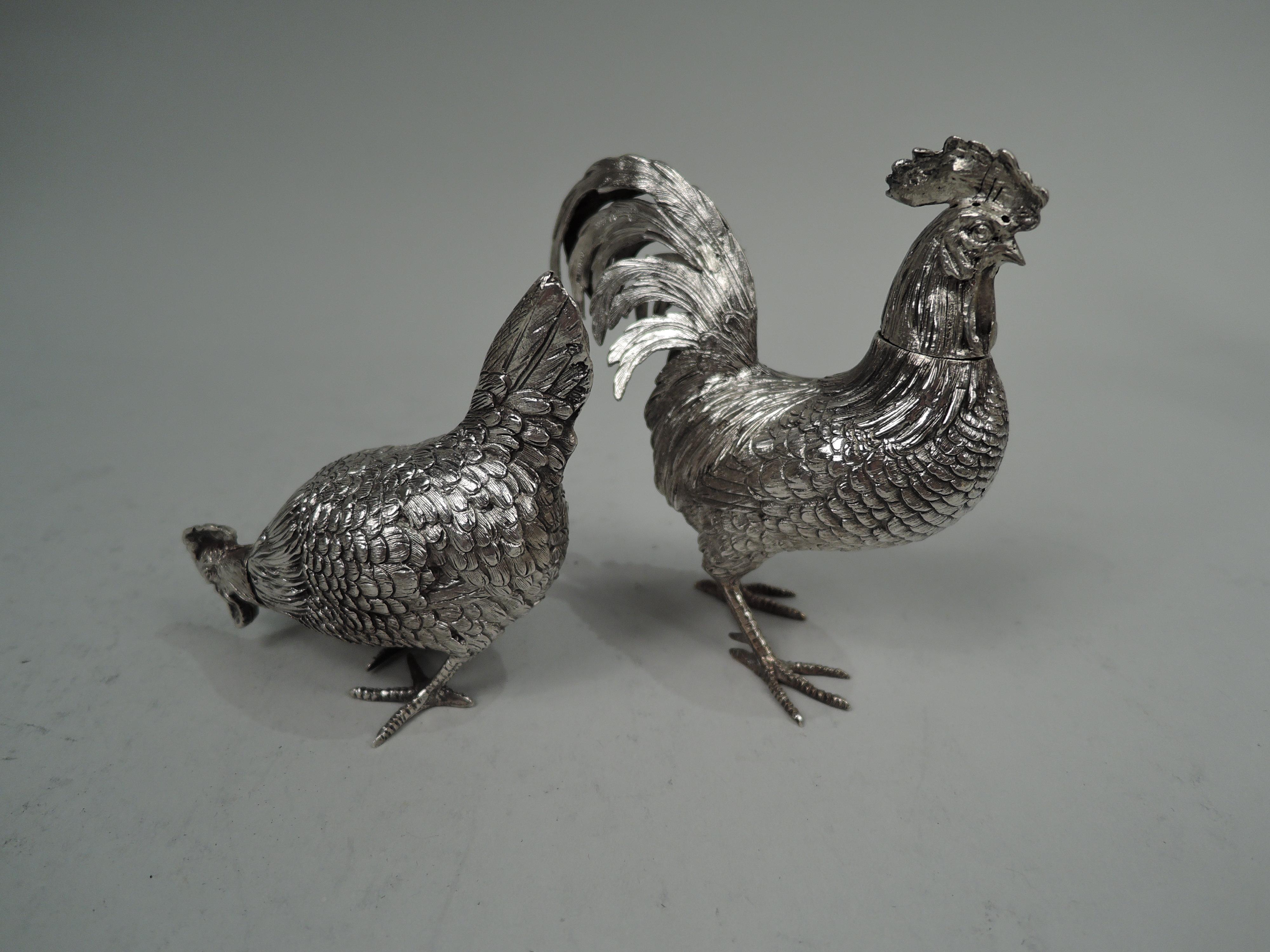 Pair of Antique German Silver Figural Fowl Salt and Pepper Shakers For ...