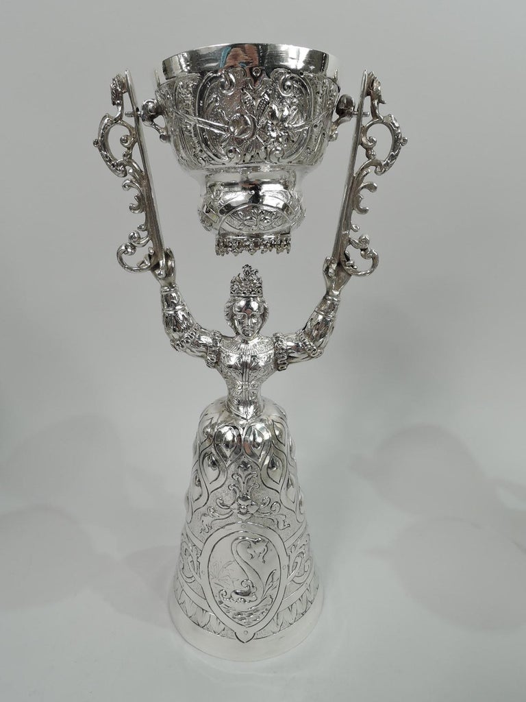 Pair of Antique German Silver King and Queen Marriage Cups For Sale at ...