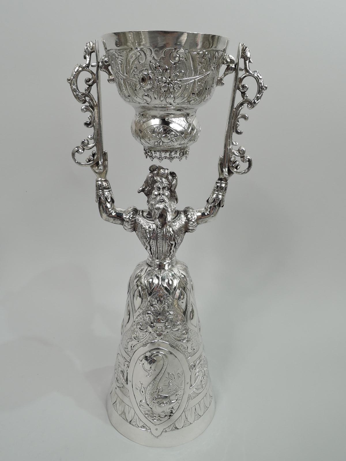 Pair of Antique German Silver King and Queen Marriage Cups For Sale at ...