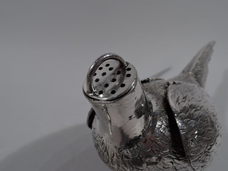 Pair of Antique German Silver Pheasant Spice Boxes For Sale at 1stDibs