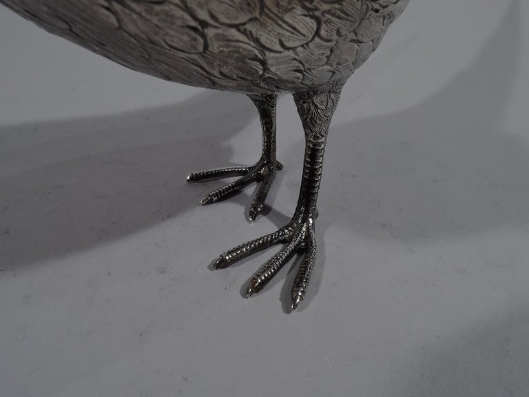 Pair of Antique German Silver Pheasant Spice Boxes For Sale at 1stDibs