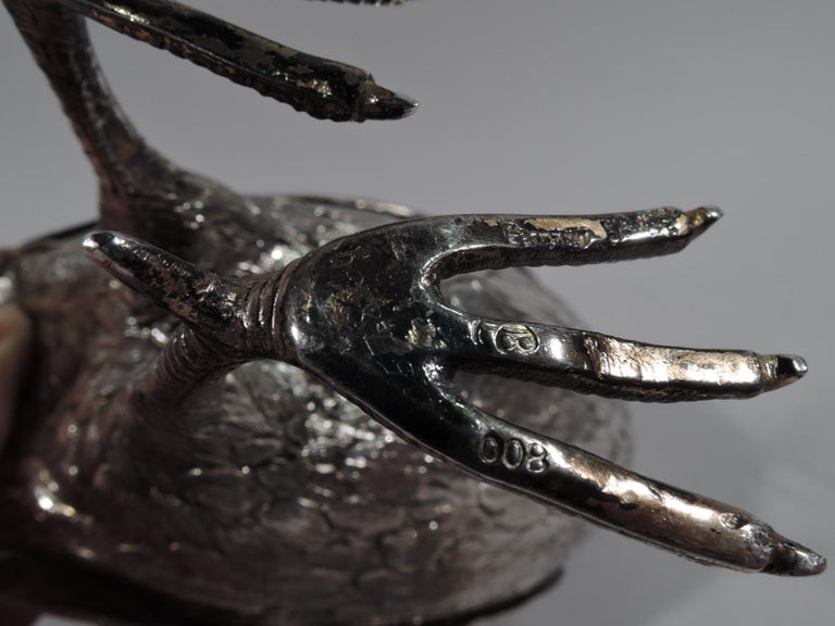 Pair of Antique German Silver Pheasant Spice Boxes For Sale at 1stDibs