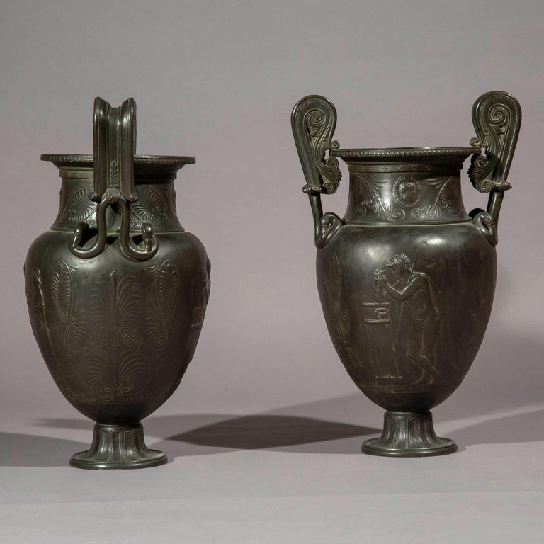 Pair of Antique Grand Tour Bronze Volute Krater Vases, 19th Century For ...