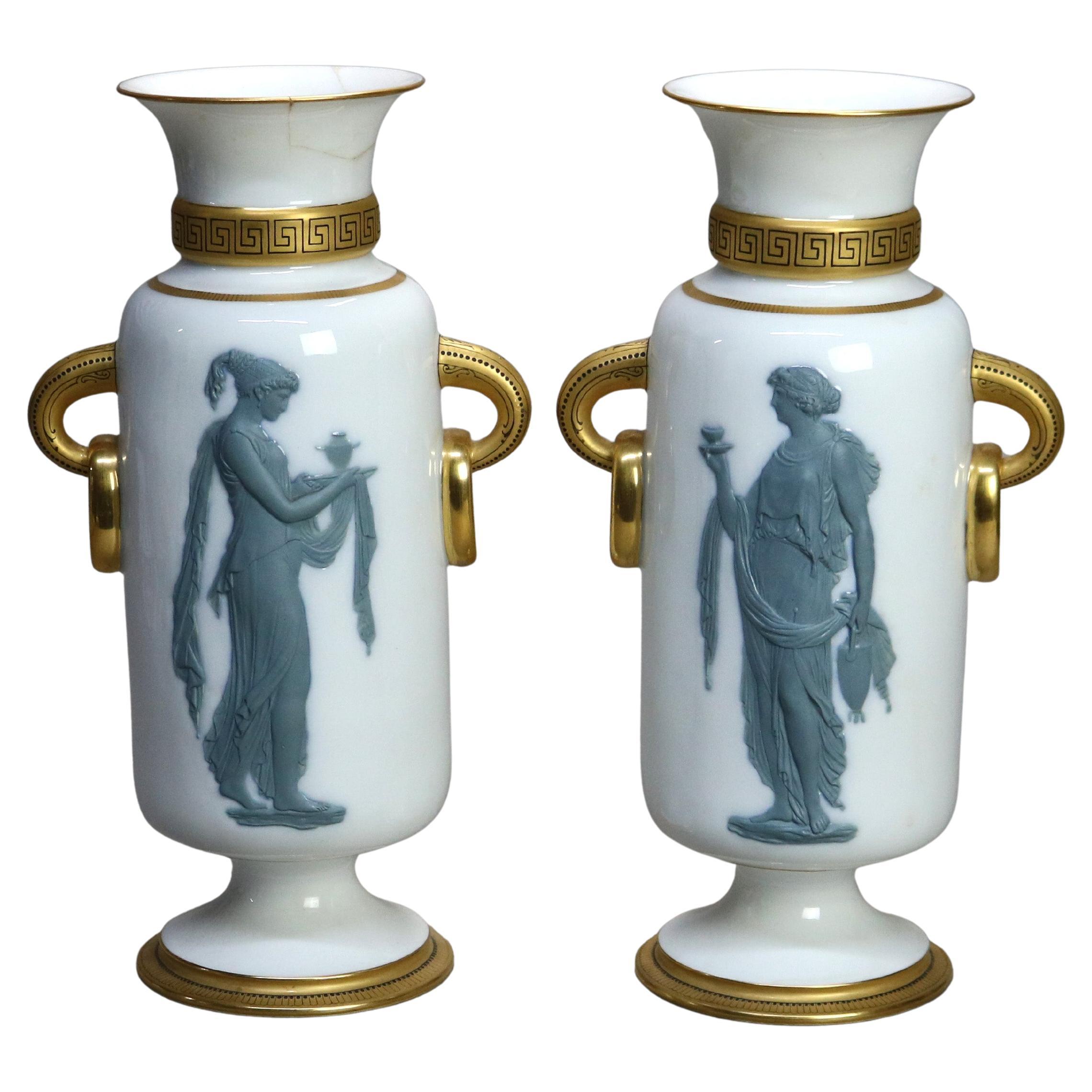 Pair Antique Jacob Petit School Old Paris Porcelain Paneled Hand ...
