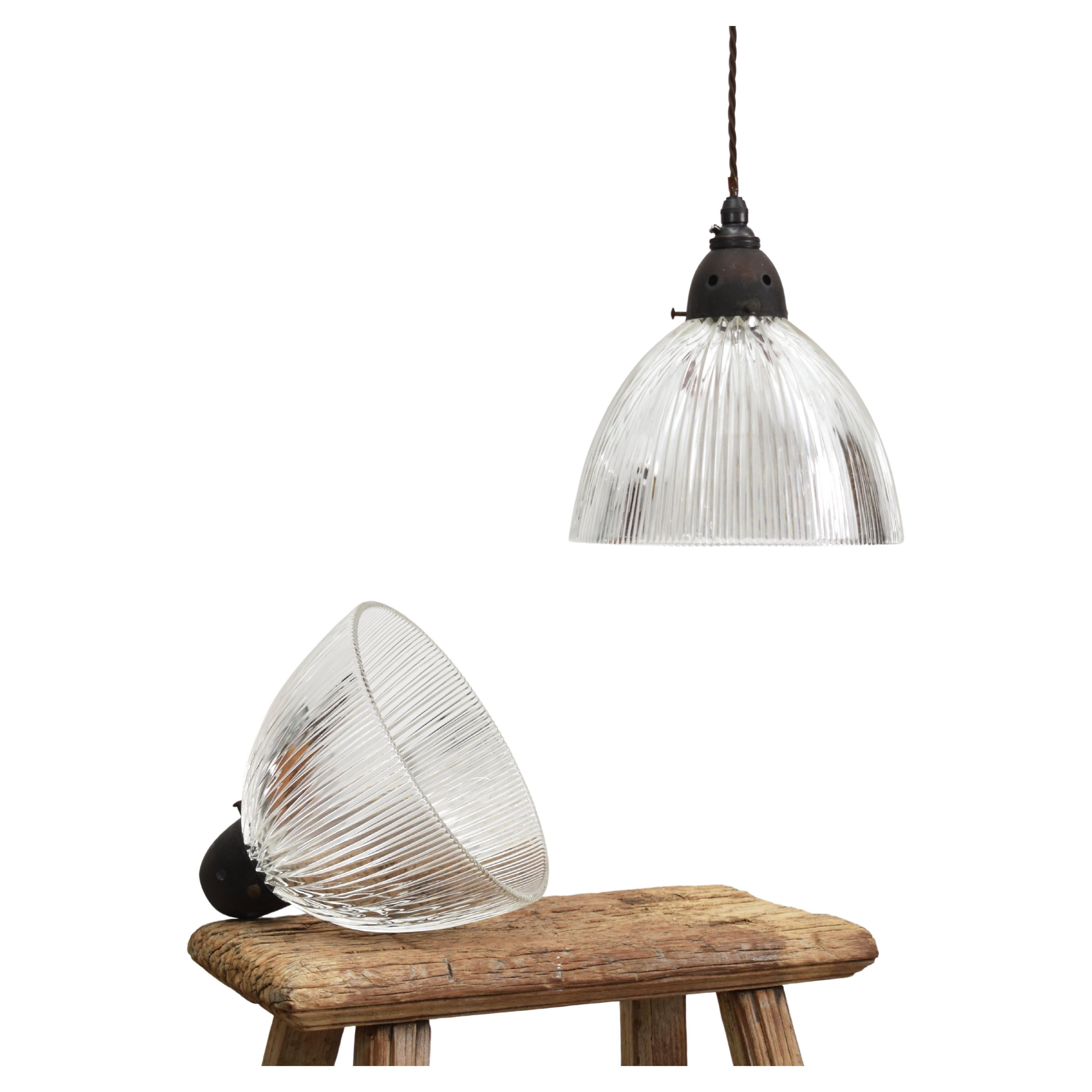 Antique Holophane Prismatic Church Pendant Light - Blue Tint For Sale ...