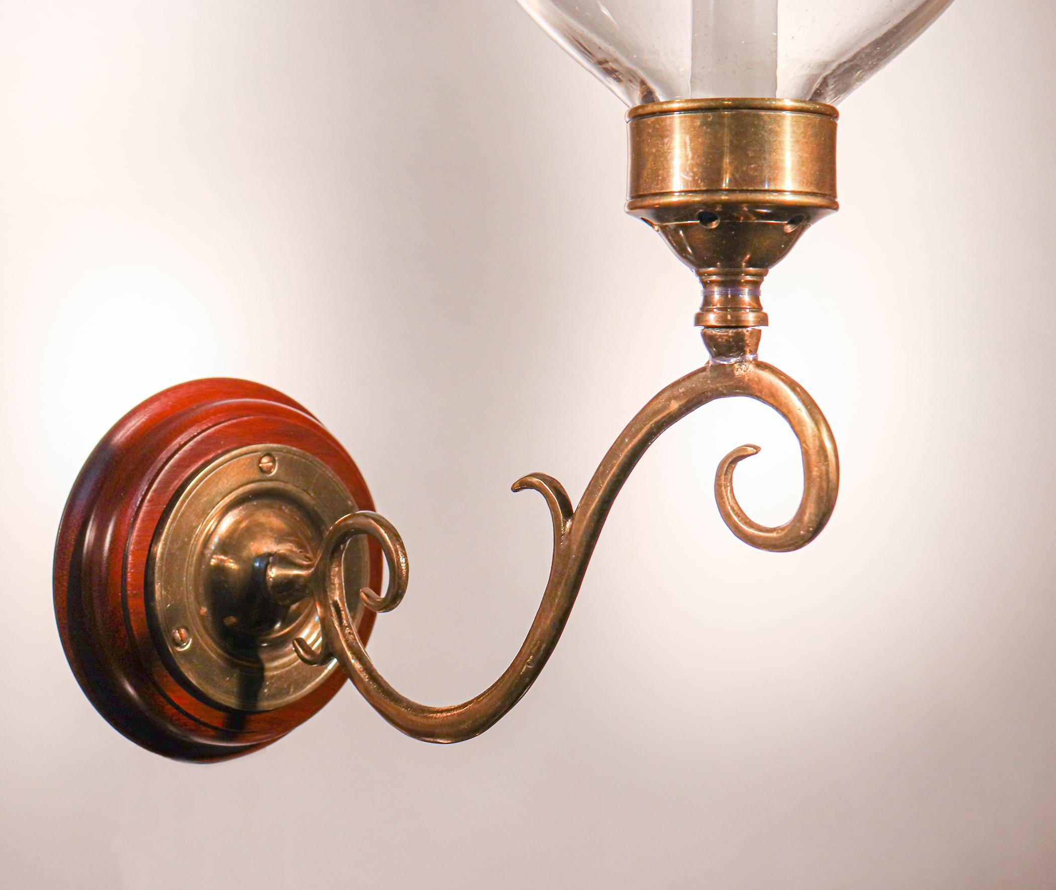 Pair of Antique Hurricane Shade Wall Sconces with Grape Etching at 1stDibs