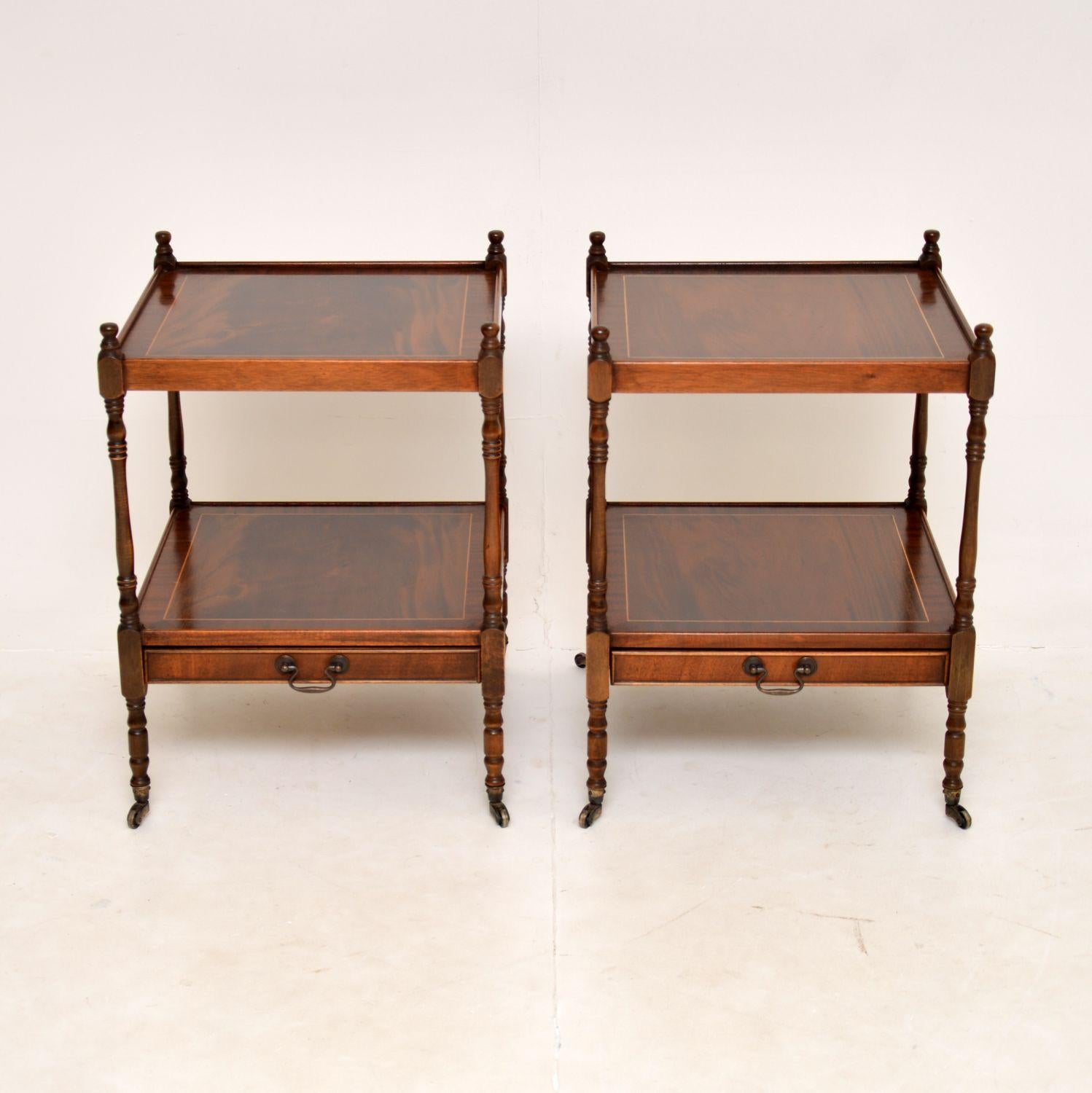 Pair of Antique Inlaid Side Tables at 1stDibs