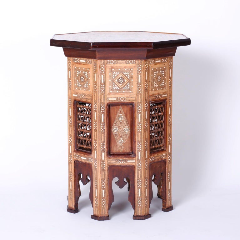 Pair of Antique Inlaid Syrian Side Tables For Sale at 1stdibs