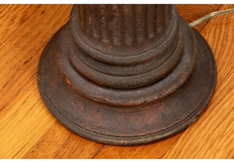 Pair of Antique Iron Decorative Columns as Table Lamps For Sale at 1stDibs