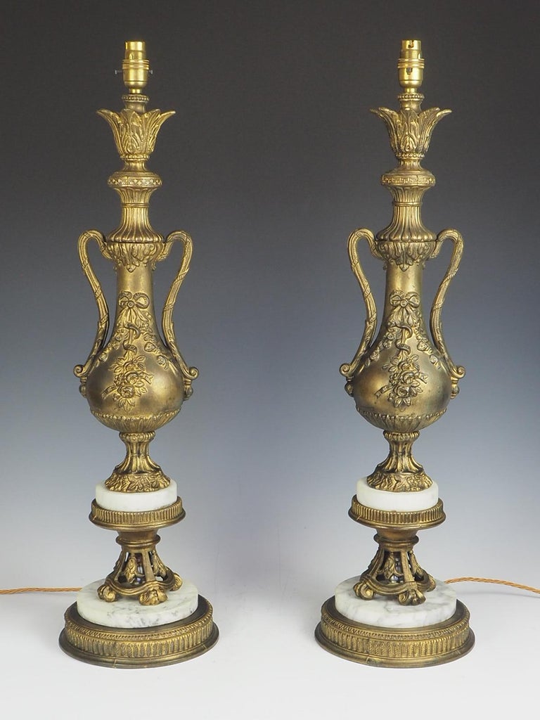 Pair of Antique Italian Neoclassical Table Lamps For Sale at 1stDibs