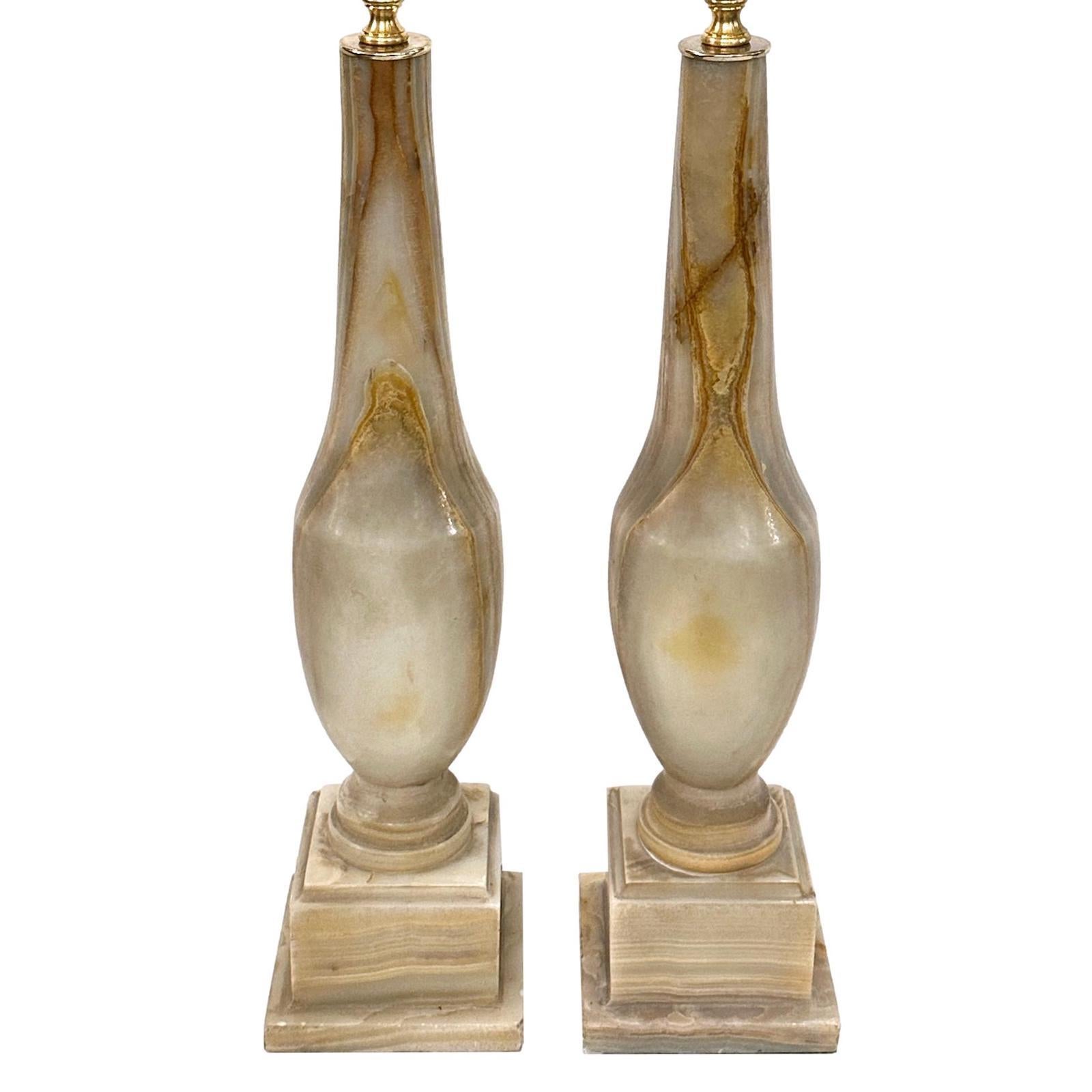 Pair of Antique Italian Onyx Lamps For Sale at 1stDibs