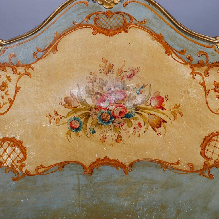 Pair of Antique Italian Rococo Hand Painted and Gilt Twin Bed, circa ...