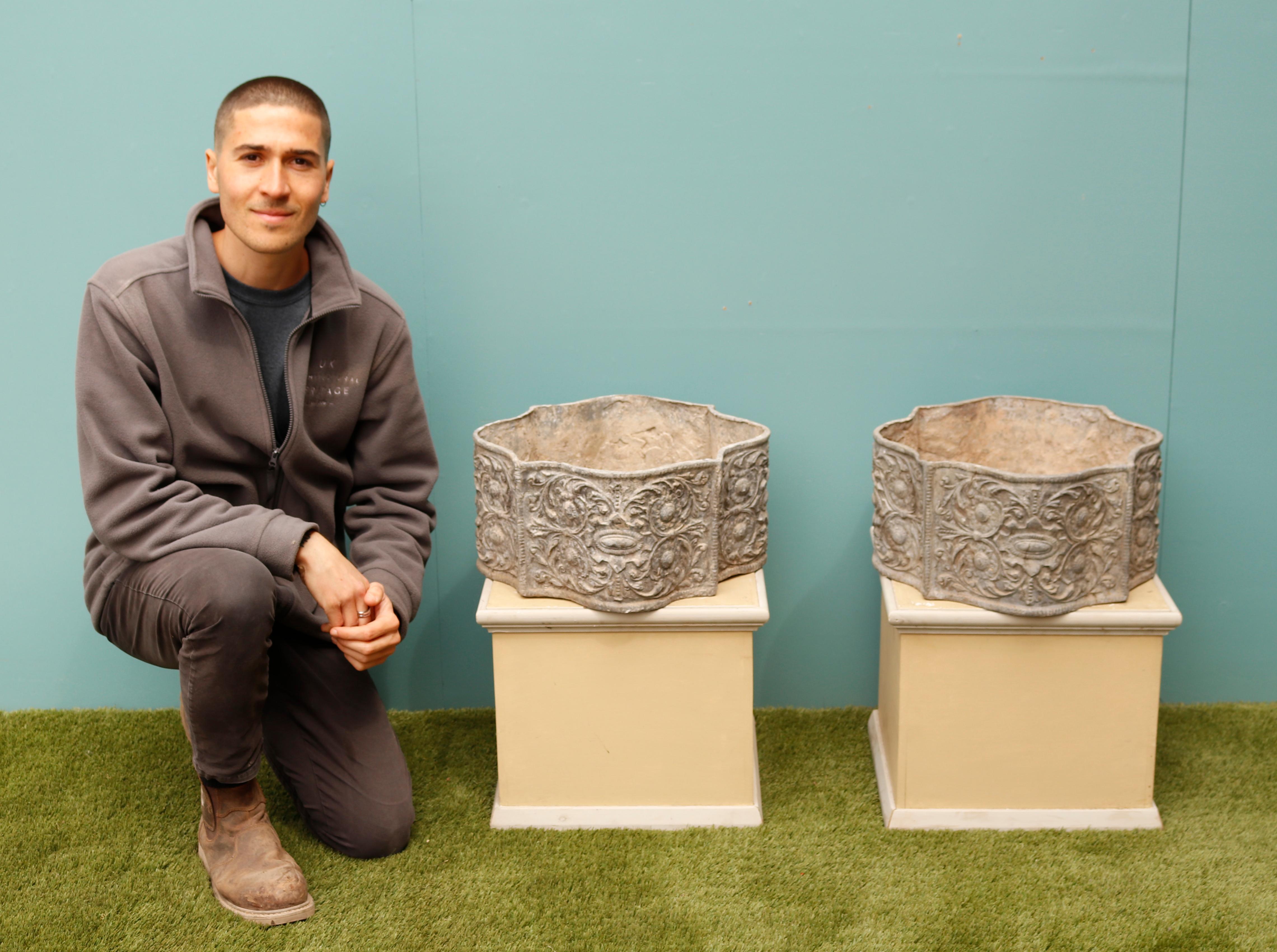 Pair of Antique Lead Planters For Sale at 1stDibs
