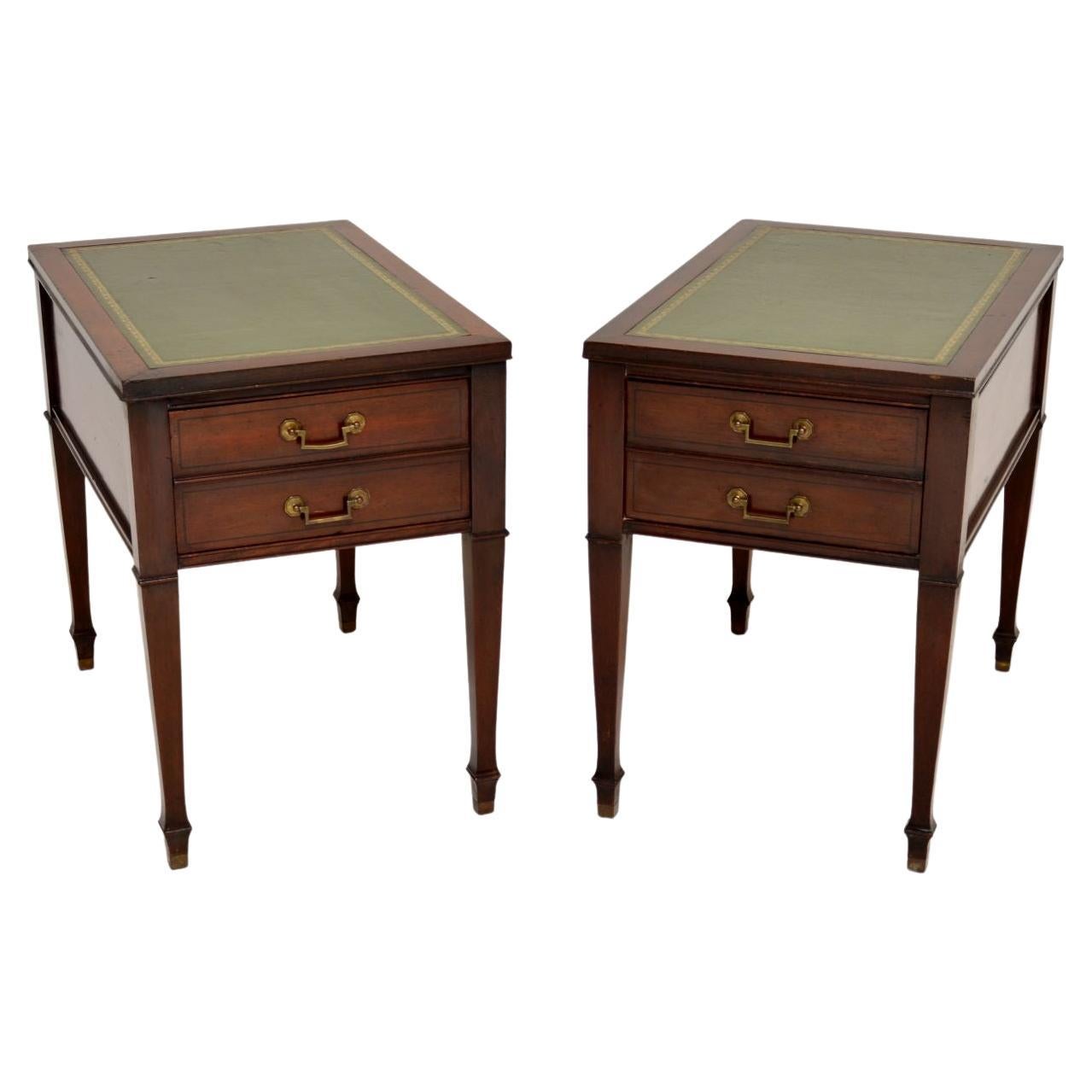 Antique Leather Top Drum Table For Sale at 1stDibs