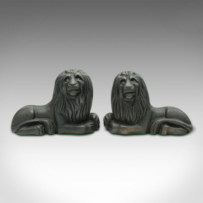 Pair of Antique Lion Bookends, English, Cast Iron, Decor, Book Rest ...
