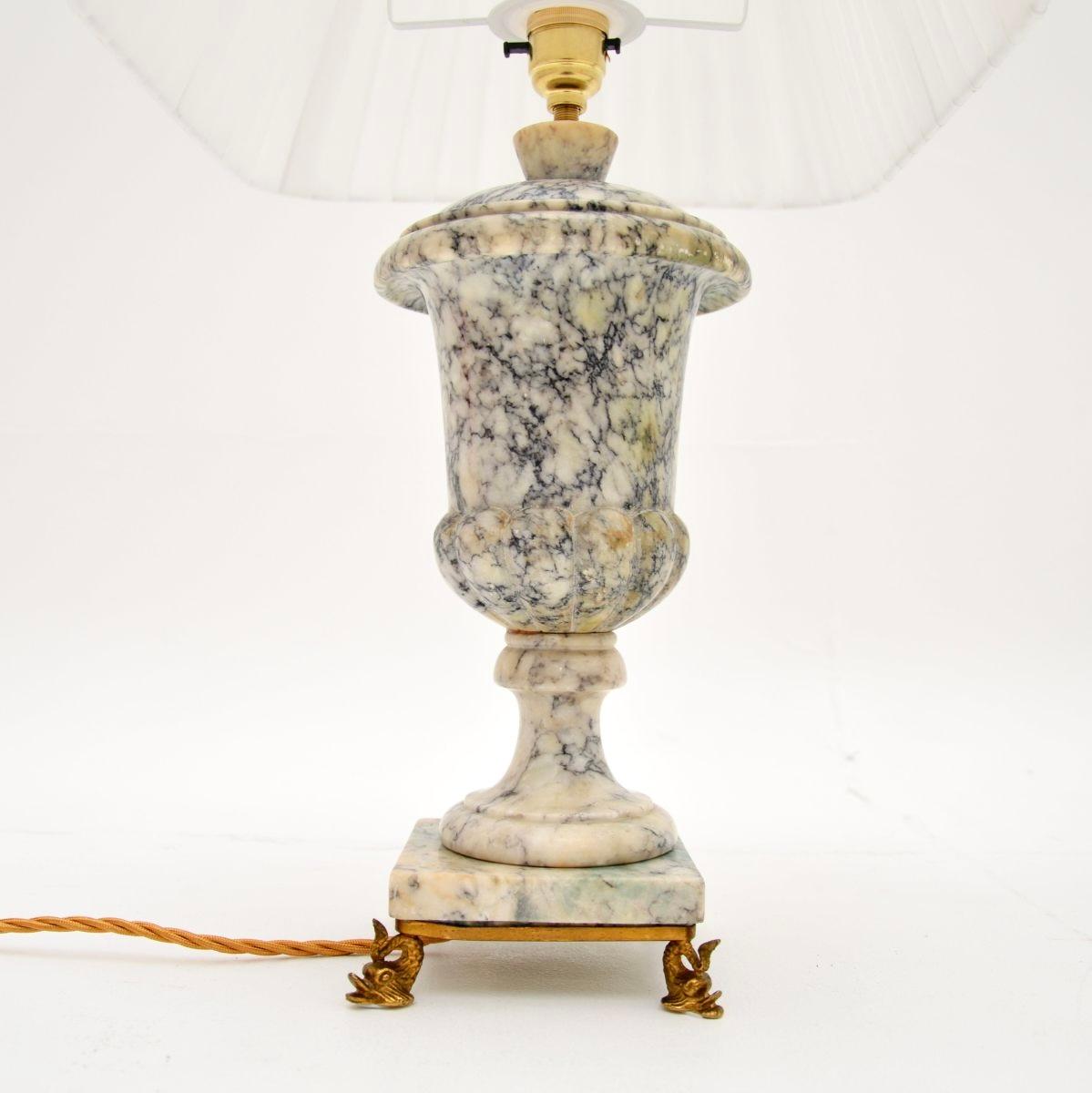 Pair of Antique Marble Table Lamps For Sale at 1stDibs