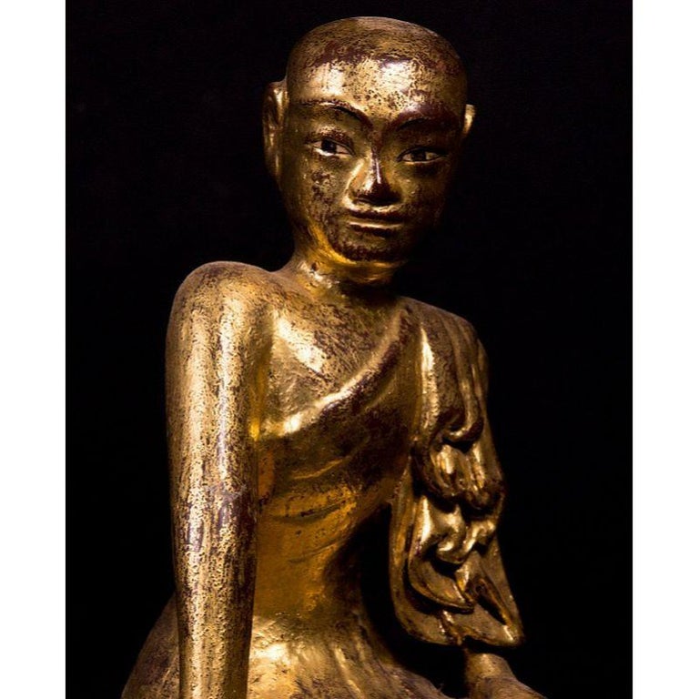 Pair of Antique Monk Statues from Burma For Sale at 1stDibs