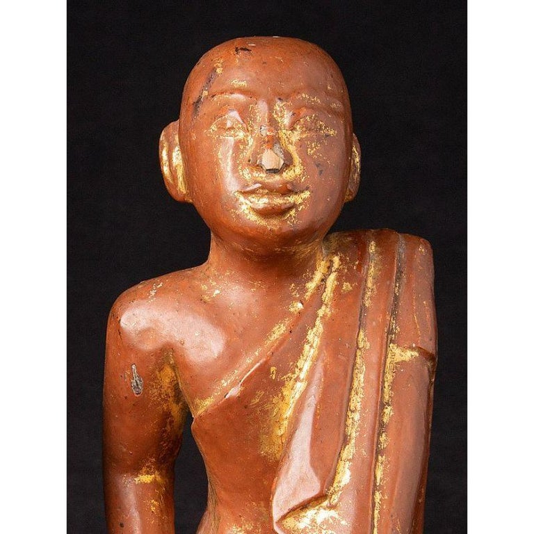 Pair of Antique Monk Statues from Burma For Sale at 1stDibs