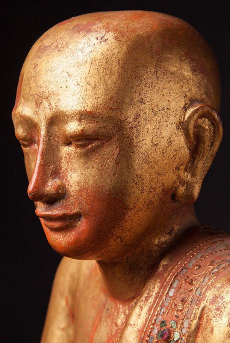 Pair of Antique Monk Statues from Burma For Sale at 1stDibs