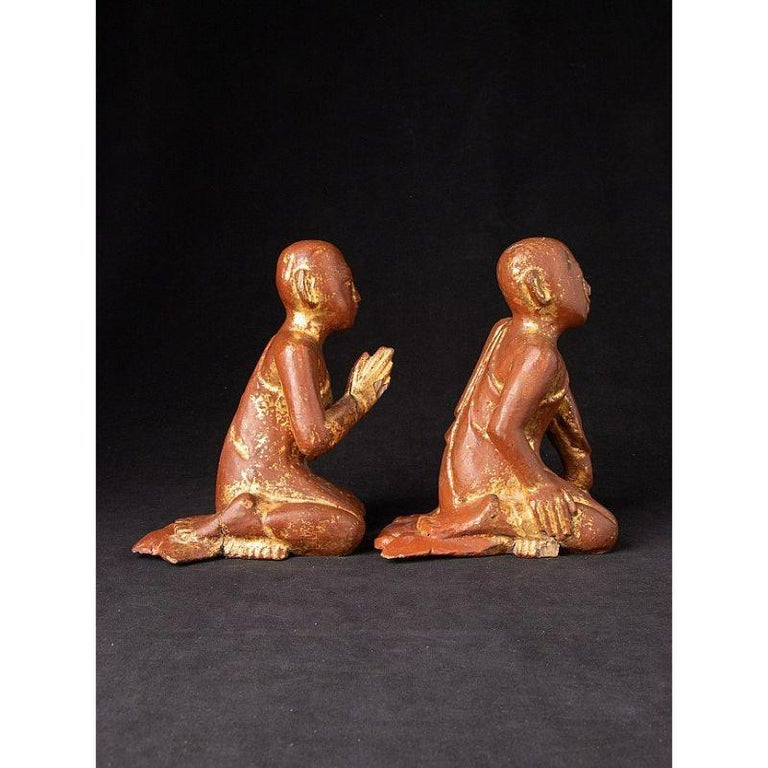 Pair of Antique Monk Statues from Burma For Sale at 1stDibs