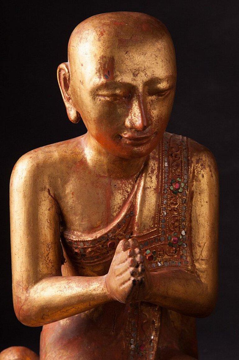 Pair of Antique Monk Statues from Burma For Sale at 1stDibs
