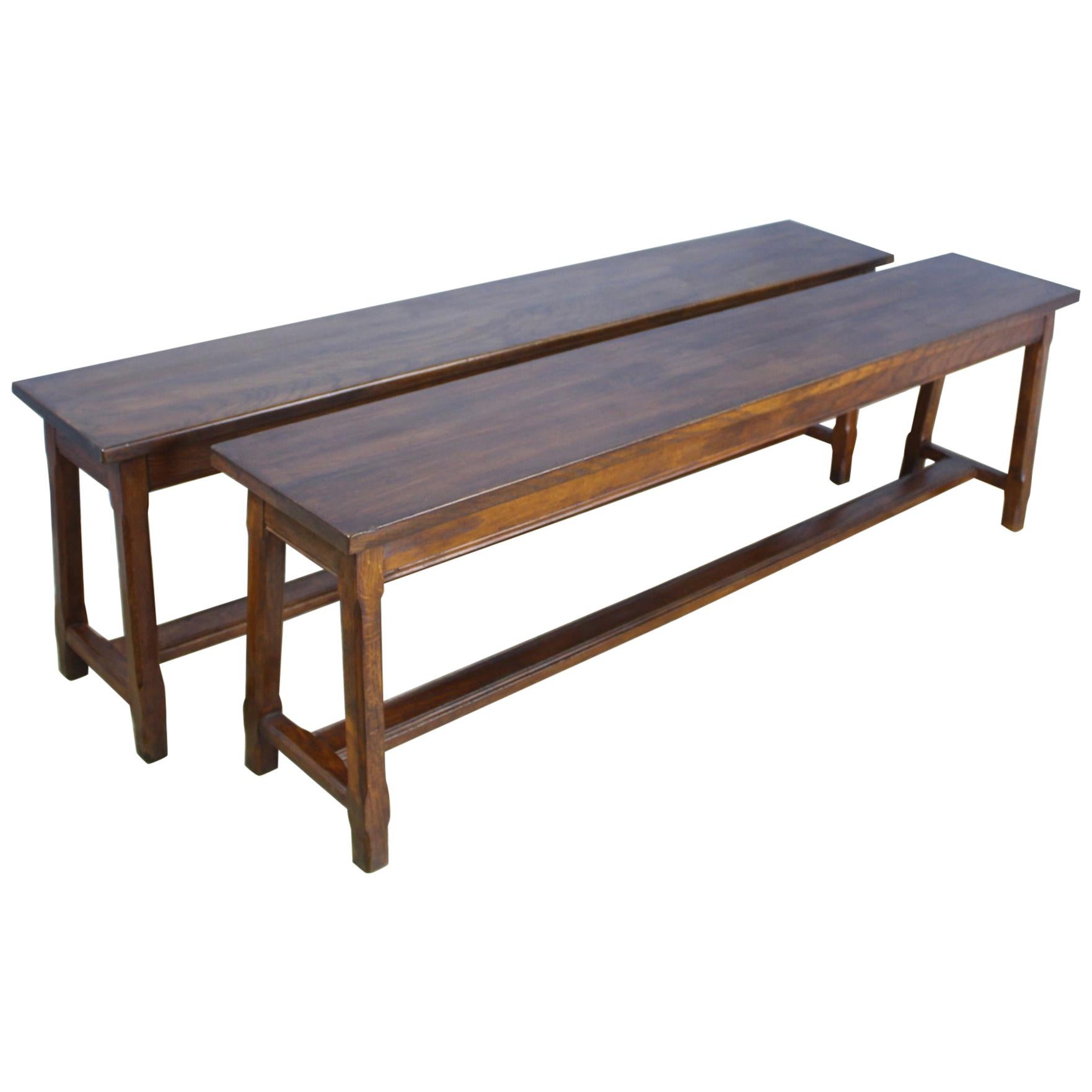 Pair of Antique Oak Benches at 1stDibs