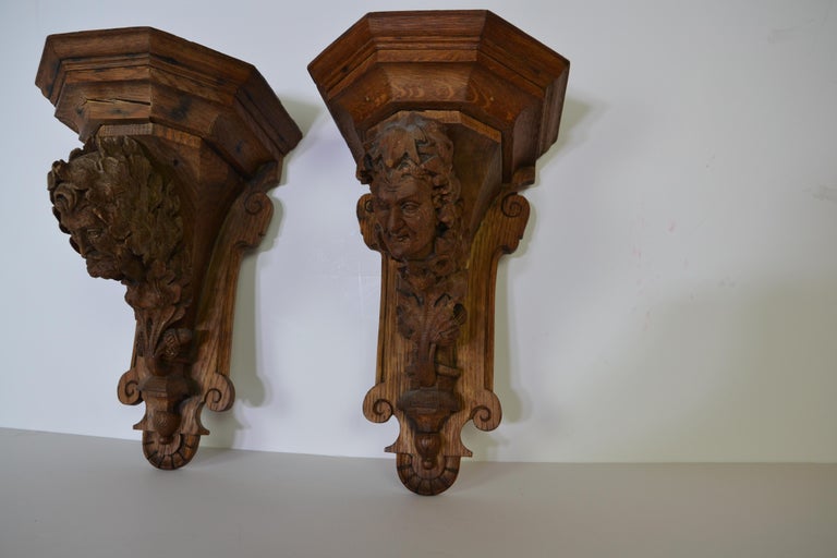 Pair of Antique Oak Corbels / Wall Brackets For Sale at 1stDibs | wall ...