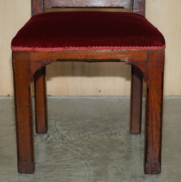 Pair of Antique Ornately Carved Steeple Back Oak Gothic Revival Hall ...
