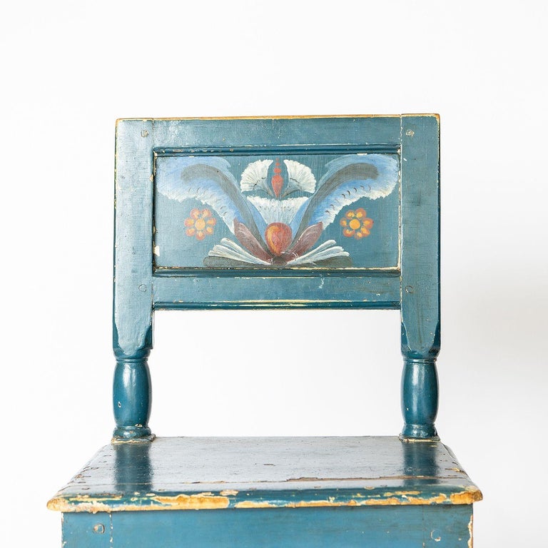 Pair of Antique Painted Swedish Folk Art Chairs, 19th Century at 1stDibs