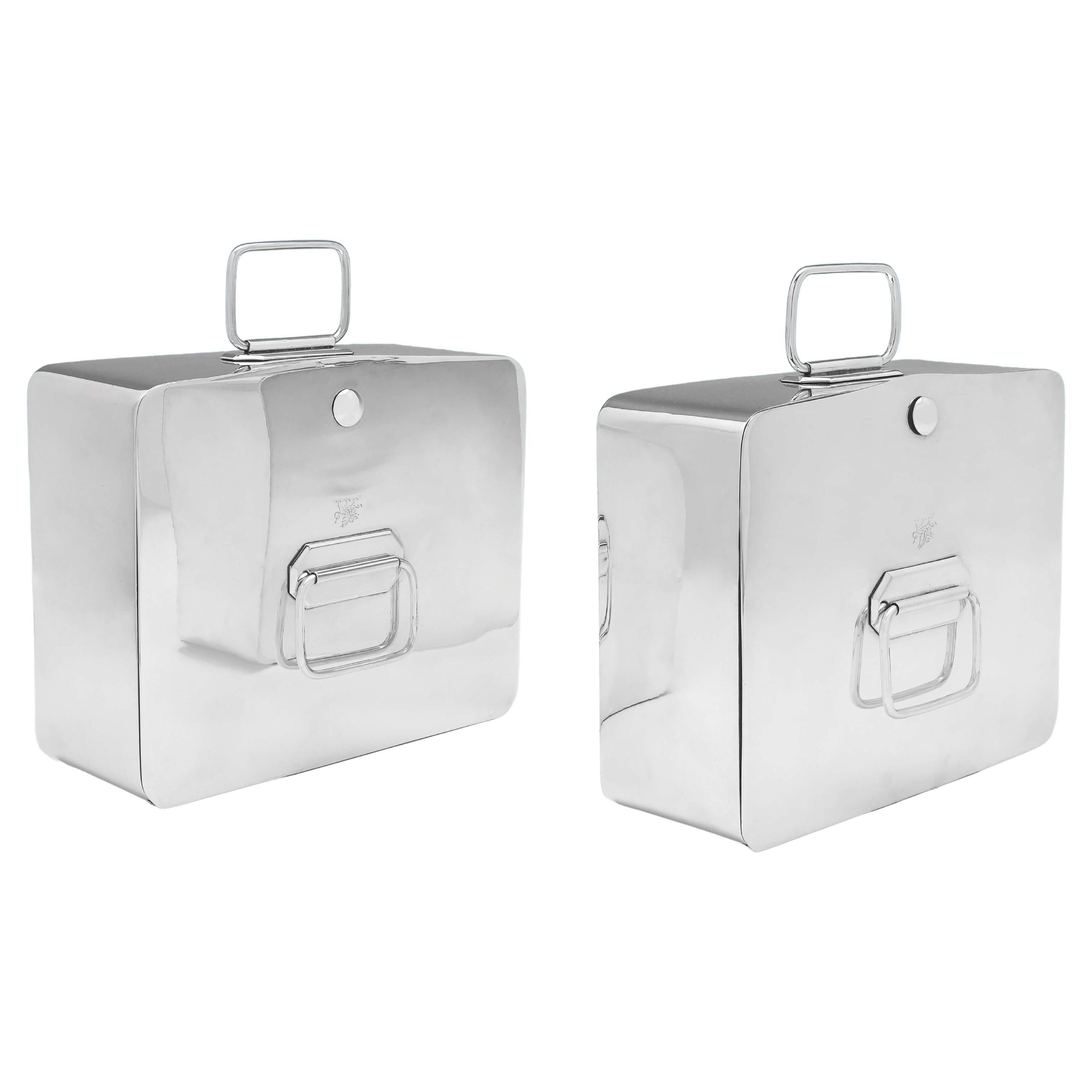 Pair of Antique Picnic Boxes in Silver Plate by Thornhill and Company ...