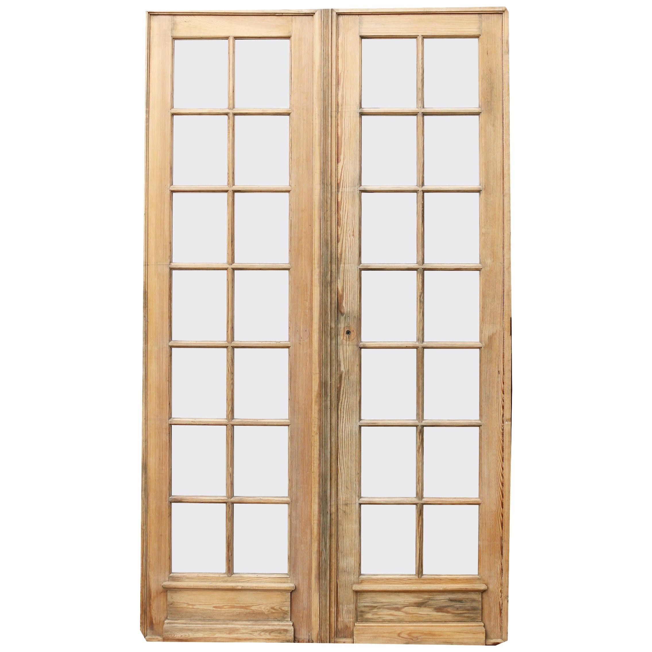 Pair of Antique Pine French Glazed Doors at 1stDibs