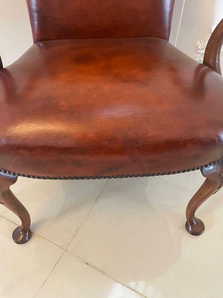 Pair of Antique Quality Leather and Carved Walnut Desk Chairs For Sale ...